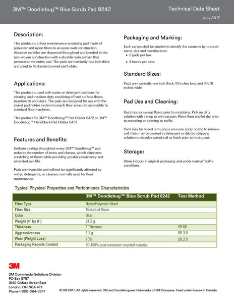 3M Doodlebug Blue Scrub Pad 8242, 4.6" x 10" – TTS Products