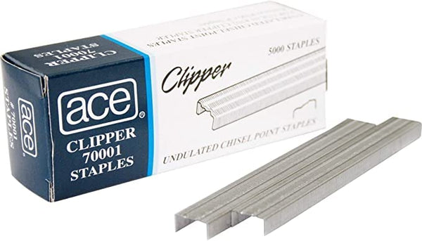 Ace Clipper Undulated 1/4" Staples Chisel Point Type - 5,000/ Box - 20 ...