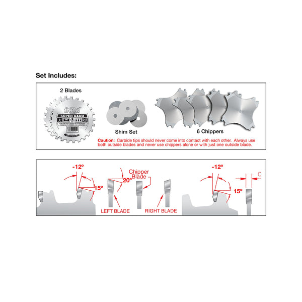Freud SD508 8-Inch Safety 8" x 24T Super Dado Sets – TTS Products