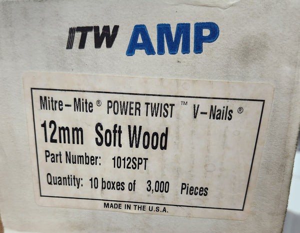 ITW Amp 12mm Soft Wood 1012SPT Genuine Mitre-Mite V-Nails with Pulling ...