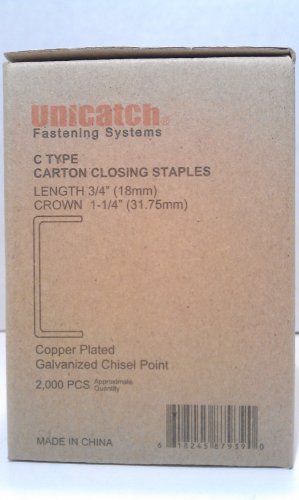 Copper Carton Staples C3/4 JK561/18 Box Staple 2,000 Count 1 1/4" Crow ...