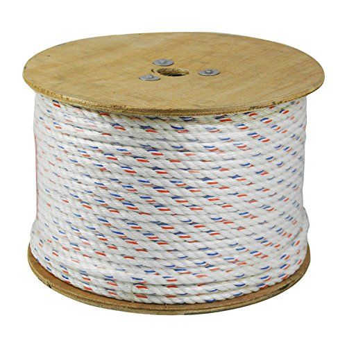 CWC 325045 3-Strand Poly-Dacron 600-Feet White Rope with Tracer, 1/2-i ...